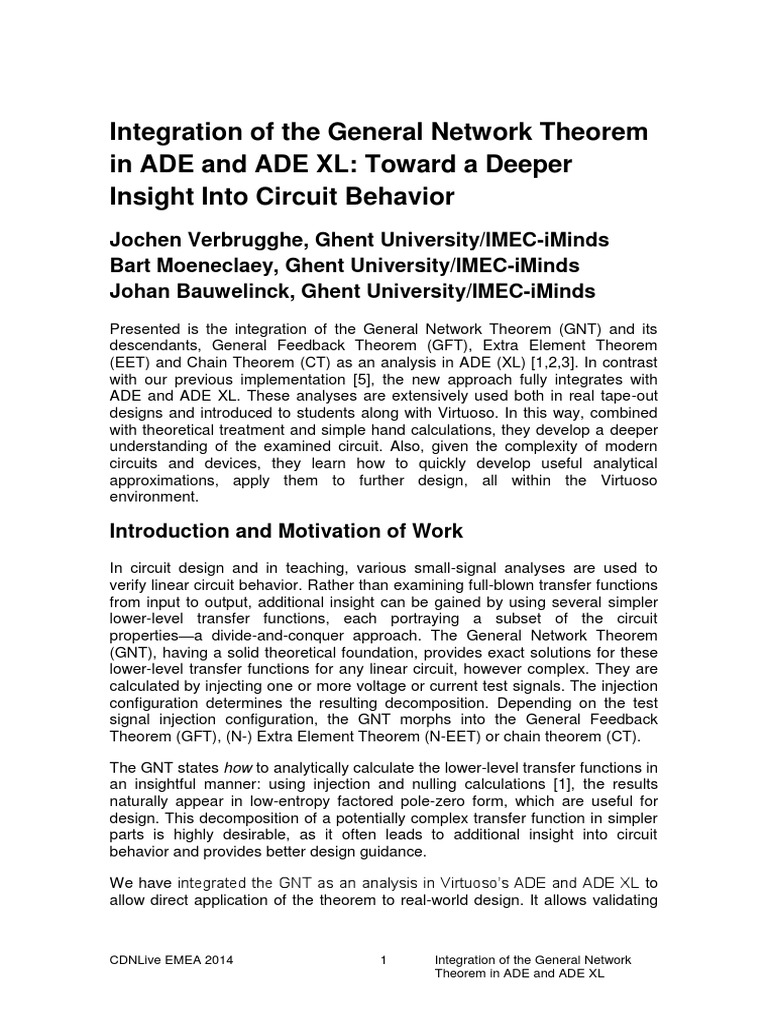 Ntegration of The General Network Theorem in ADE and ADE XL: Toward A ...