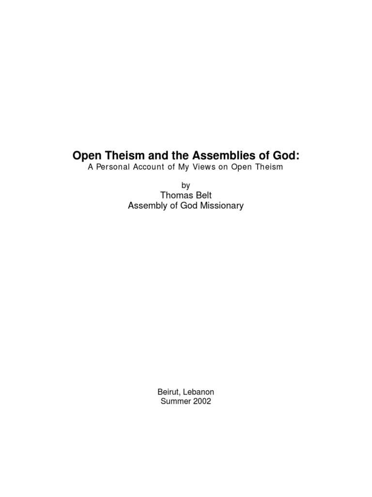 Open Theism and The Assemblies of God | PDF | Arminianism | God