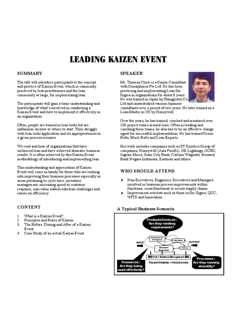 Understanding Kaizen Events for Lean Success | PDF | Business Process ...