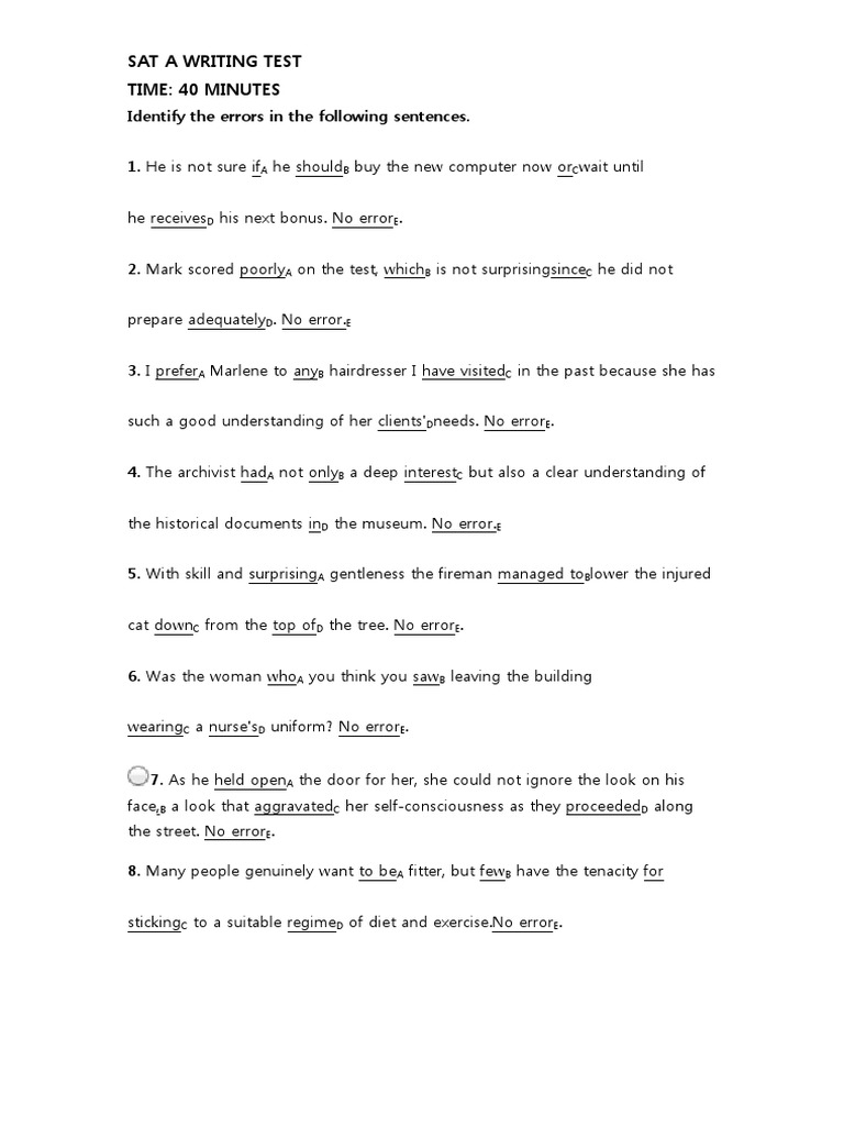 Writing Test For SAT | PDF | Vanilla