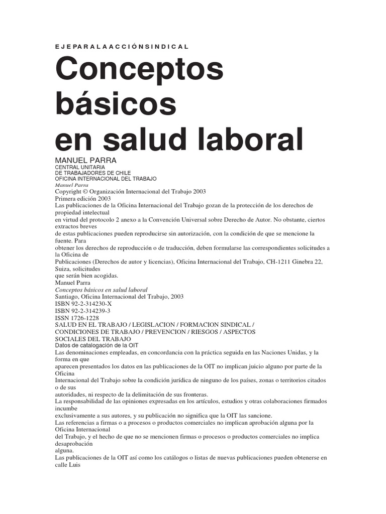 Conceptos Básicos en Salud Laboral | PDF