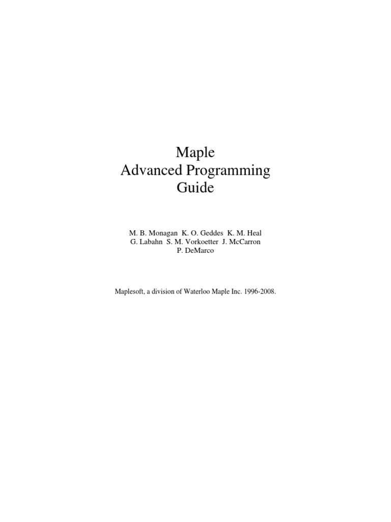 Maple Advanced Programming Guide | PDF | Scope (Computer Science ...