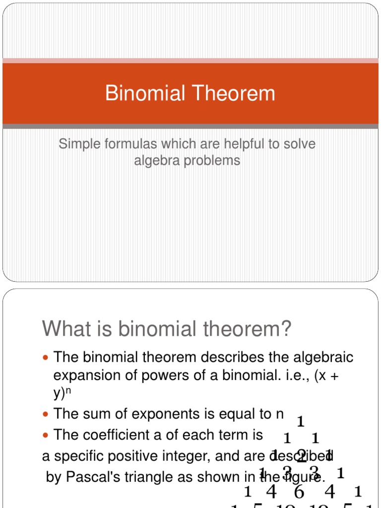 Binomial Theorem: Simple Formulas Which Are Helpful To Solve Algebra ...