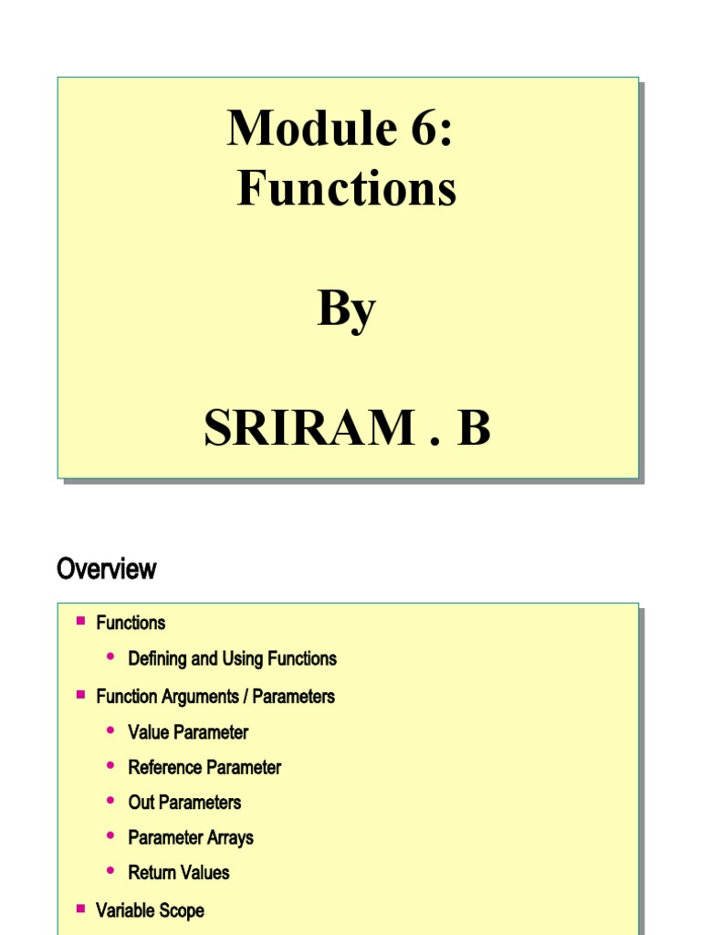 Module 6 Functions Pdf Parameter Computer Programming Subroutine