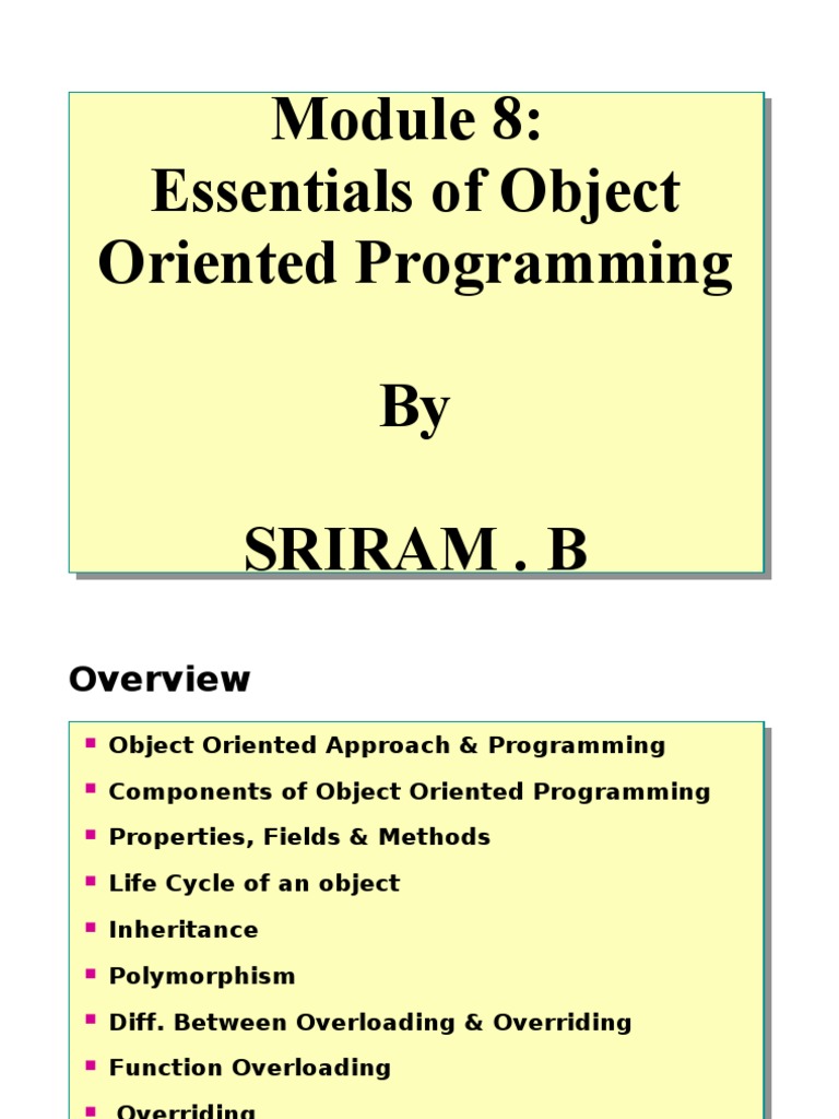 Module 8 Essentials Of Object Oriented Programming Download Free Pdf Method Computer