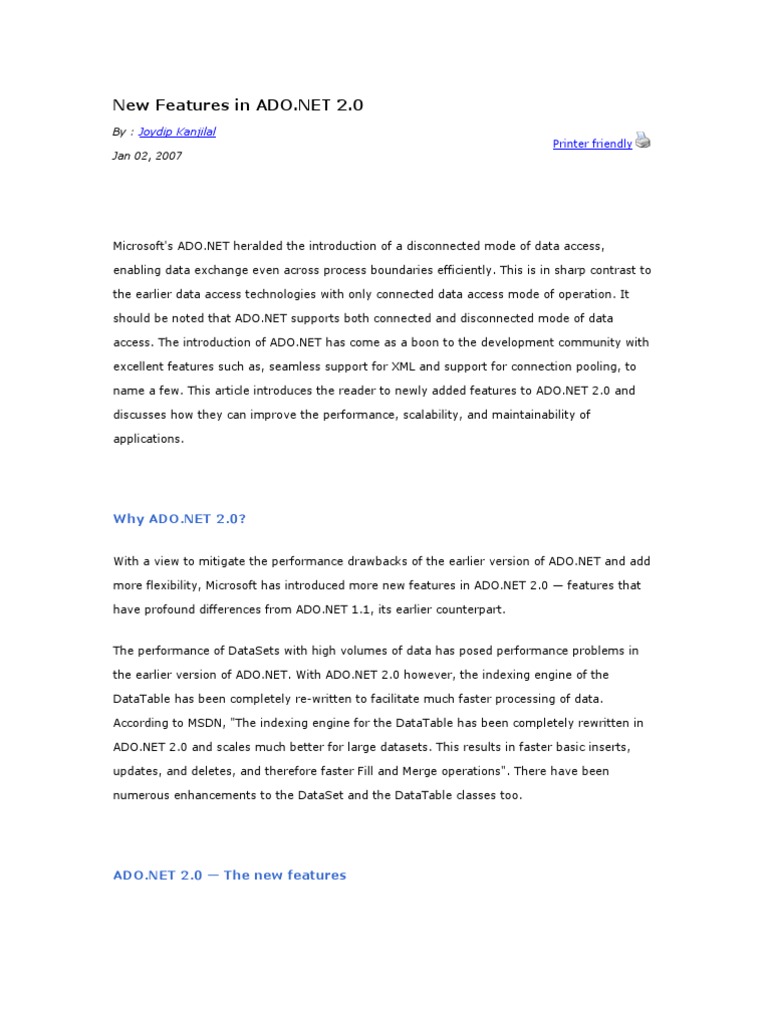 New Features In Ado Pdf Active X Data Objects Databases