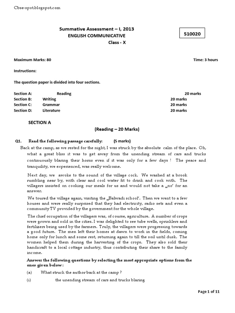 10 Sa1 English Sample Paper2 | PDF | Whaling | Gasoline