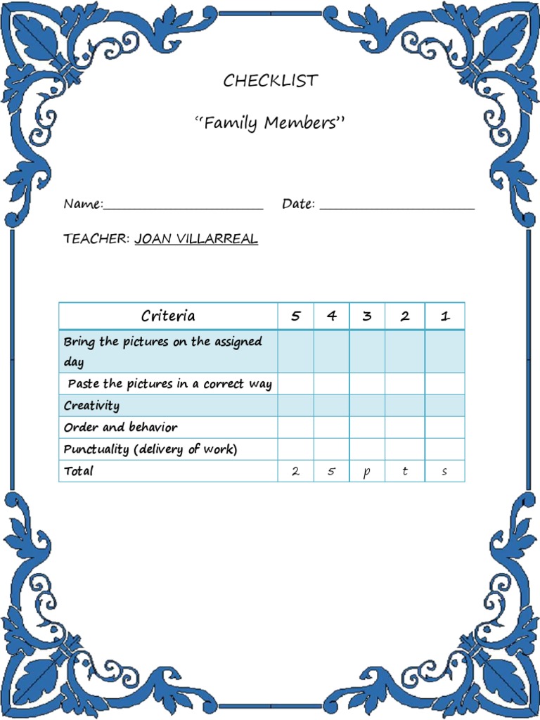 Family Project Checklist | PDF