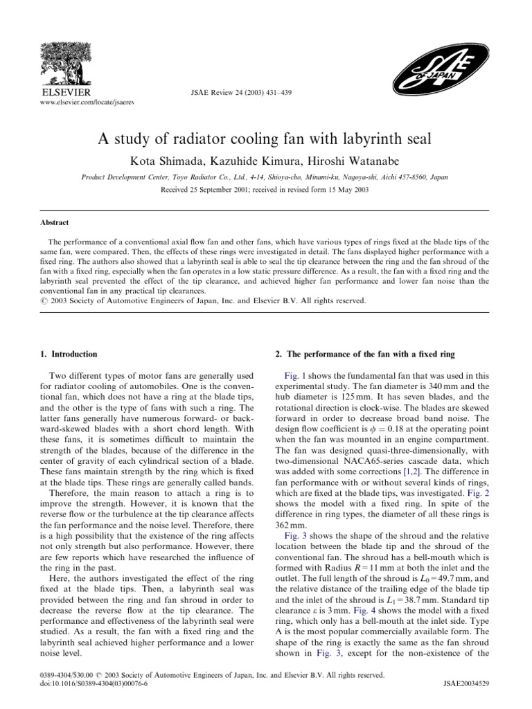A Study of Radiator Cooling Fan With Labyrinth Seal | PDF | Mechanical ...