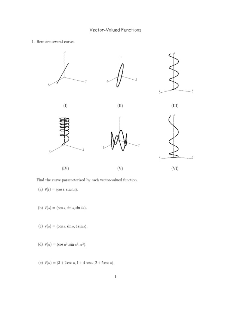 Worksheet On Vector Valued Functions | Download Free PDF | Euclidean Vector | Trigonometric ...