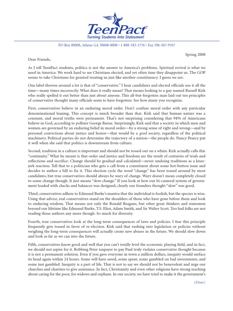 Teen Pact Essay Letter | PDF | Conservatism In The United States ...