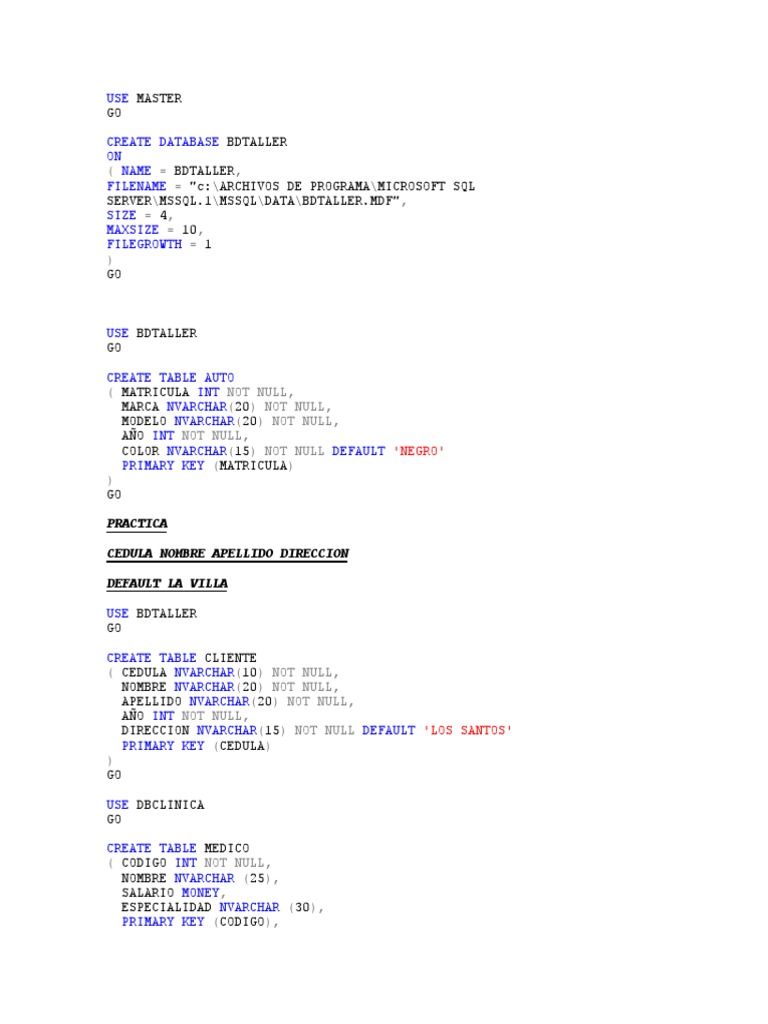 SQL Codigo | PDF | Servidor SQL de Microsoft | Software de la aplicacion