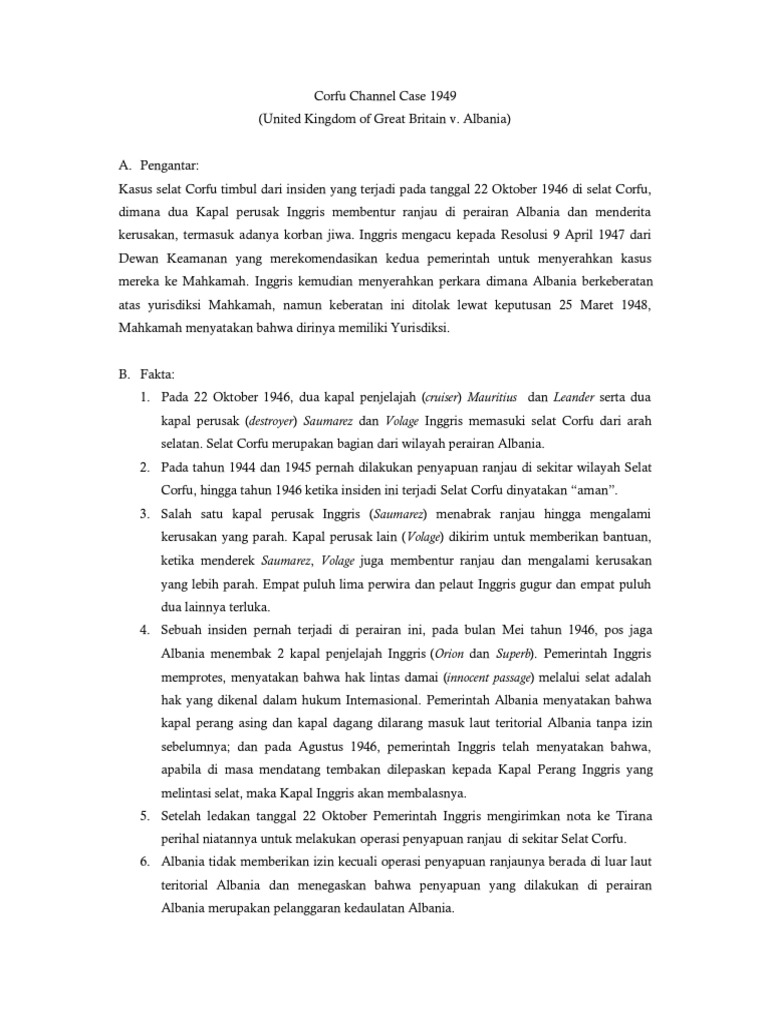 Corfu Channel Case 1949 | PDF | Ilmu Sosial | Perjalanan