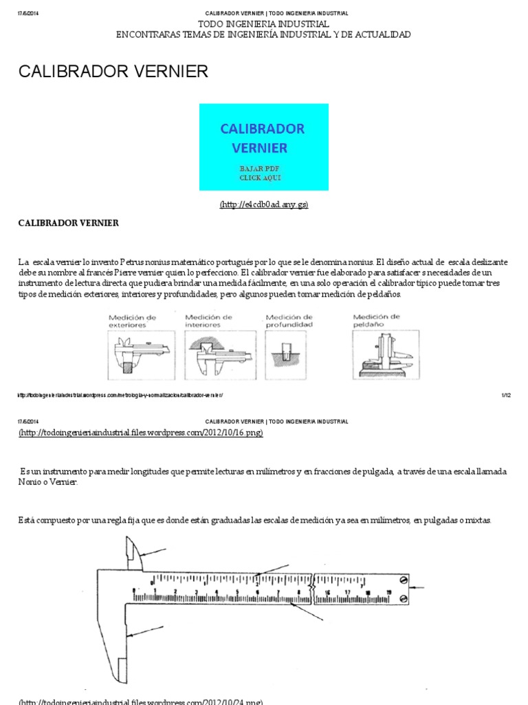Calibrador Vernier - Todo Ingenieria Industrial | PDF | Observación ...