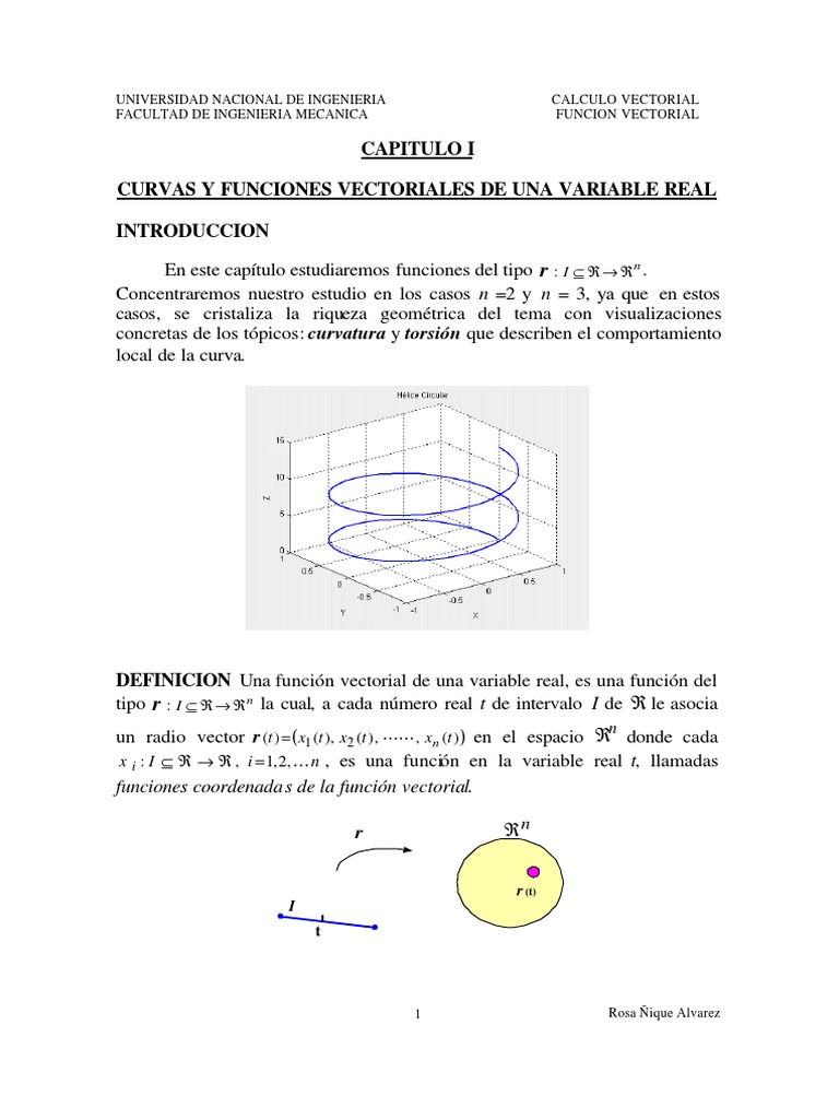 1 Curvas y Funciones Vectoriales de Una Variable Real | Vector Euclidiano | Función (Matemáticas)