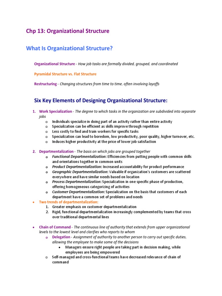 Chapter 13 - Organizational Structure | PDF | Organizational Structure ...