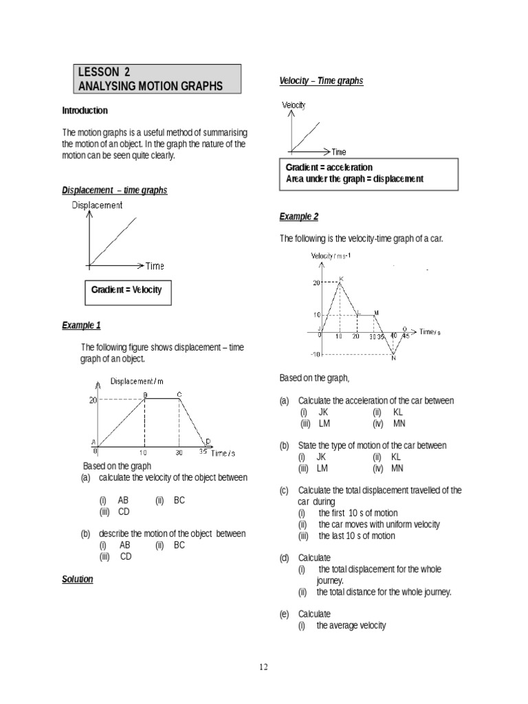 Physics Lesson 2 2 Analysing Motion Graphs | Download Free PDF ...