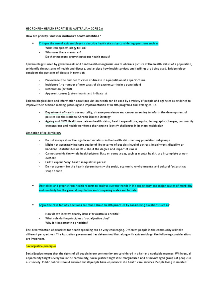 HSC Pdhpe Core 1 | PDF | Prevalence | Physical Exercise