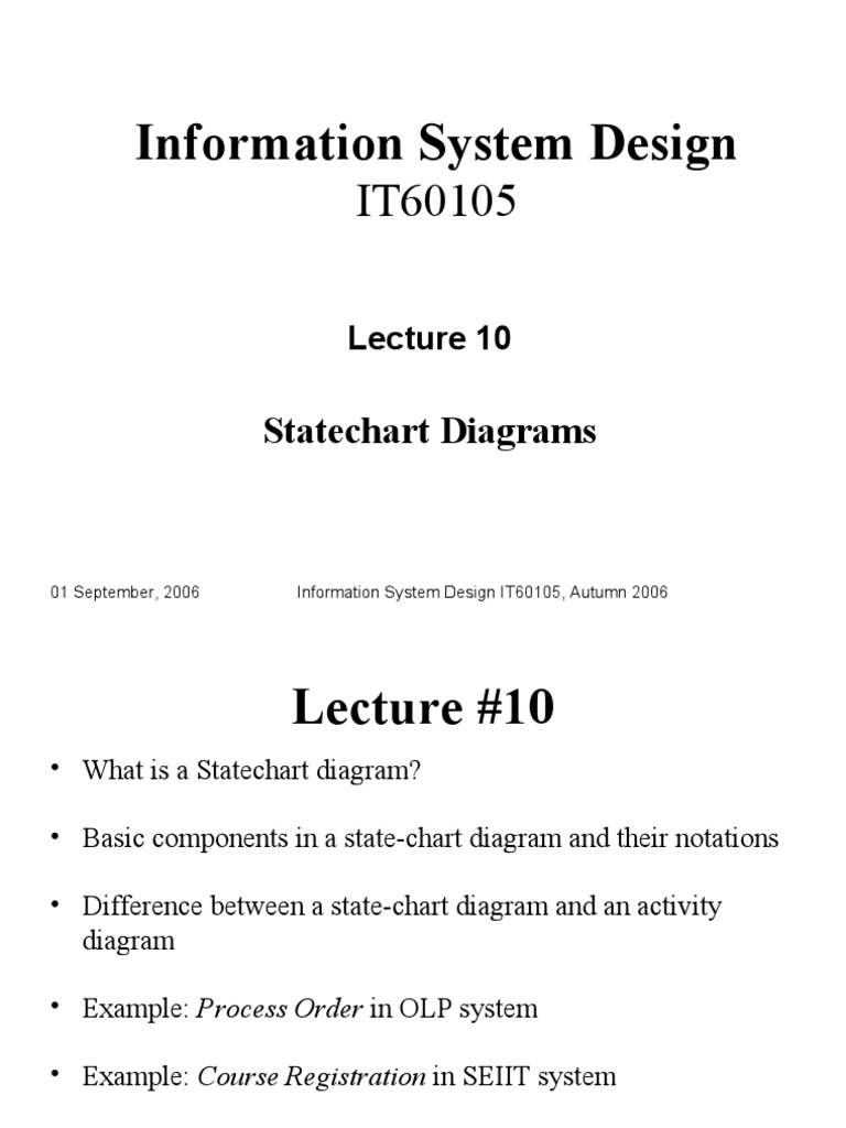 Information System Design: Statechart Diagrams | PDF | Use Case ...