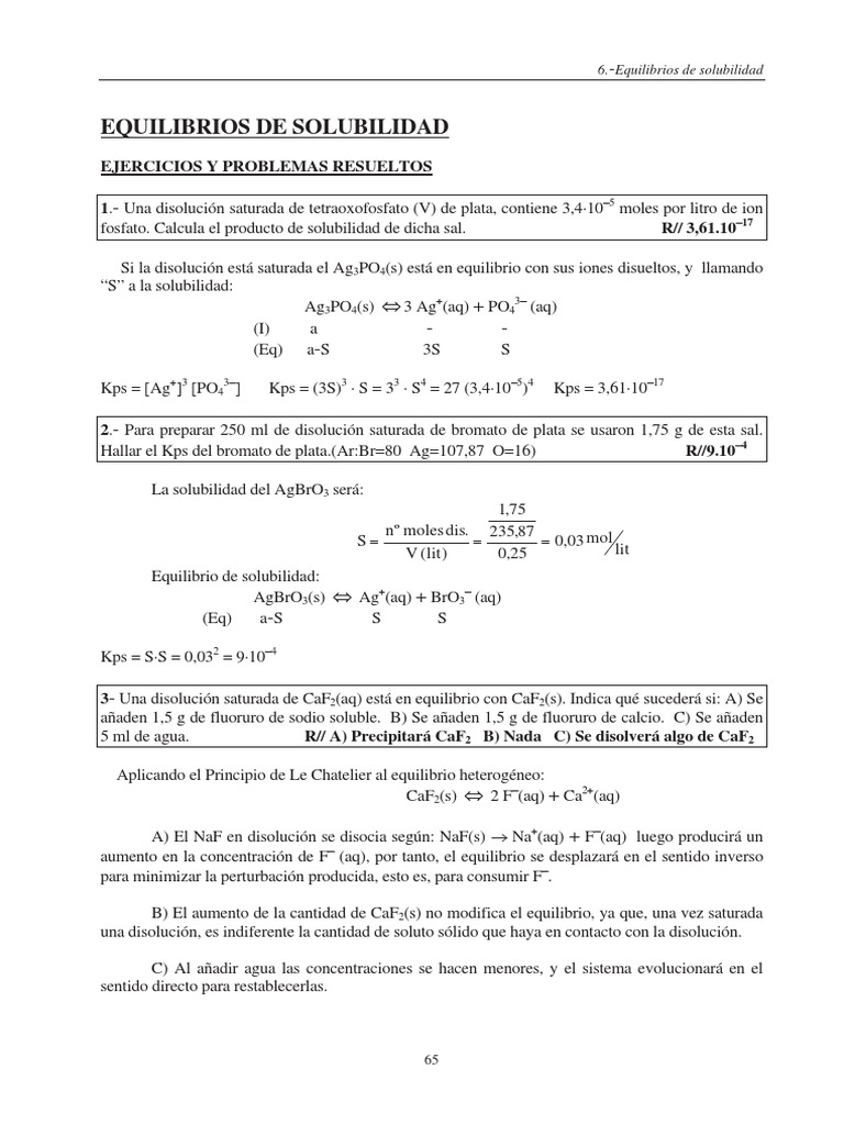 Problemas Resueltos Solubilidad | PDF | Ciencia y matemáticas