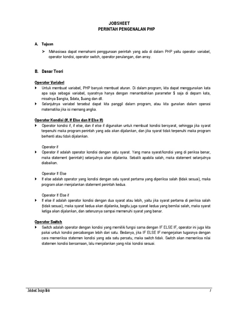 Panduan Dasar PHP: Operator & Array | PDF