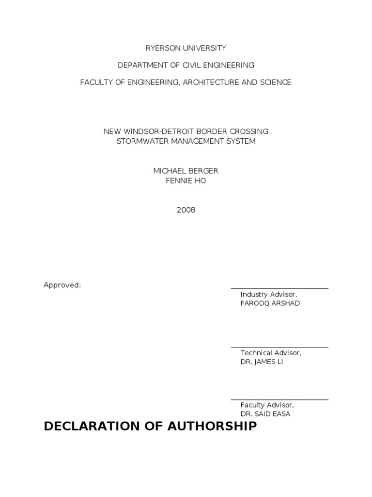 Declaration of Authorship | PDF | Storm Drain | Stormwater