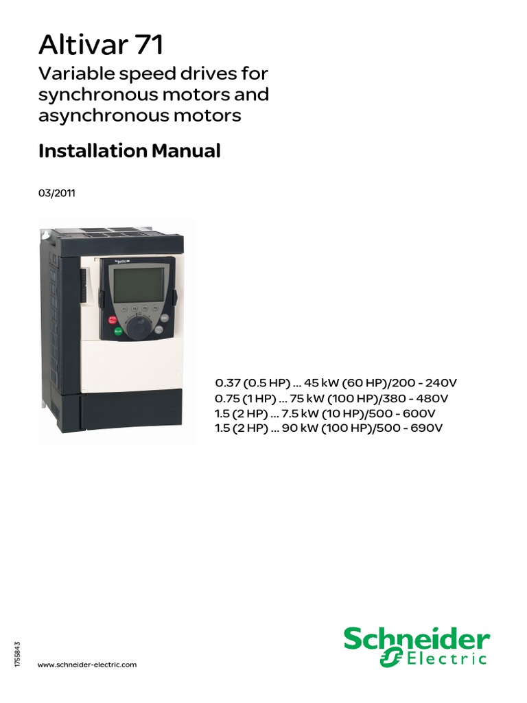Schneider Altivar ATV71 90kW Manual | PDF | Electrical Wiring | Capacitor