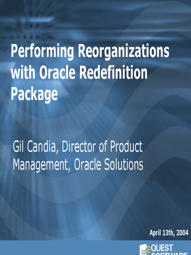 OracleRedefinition SPCMGMT Final Reorg | PDF | Oracle Database ...