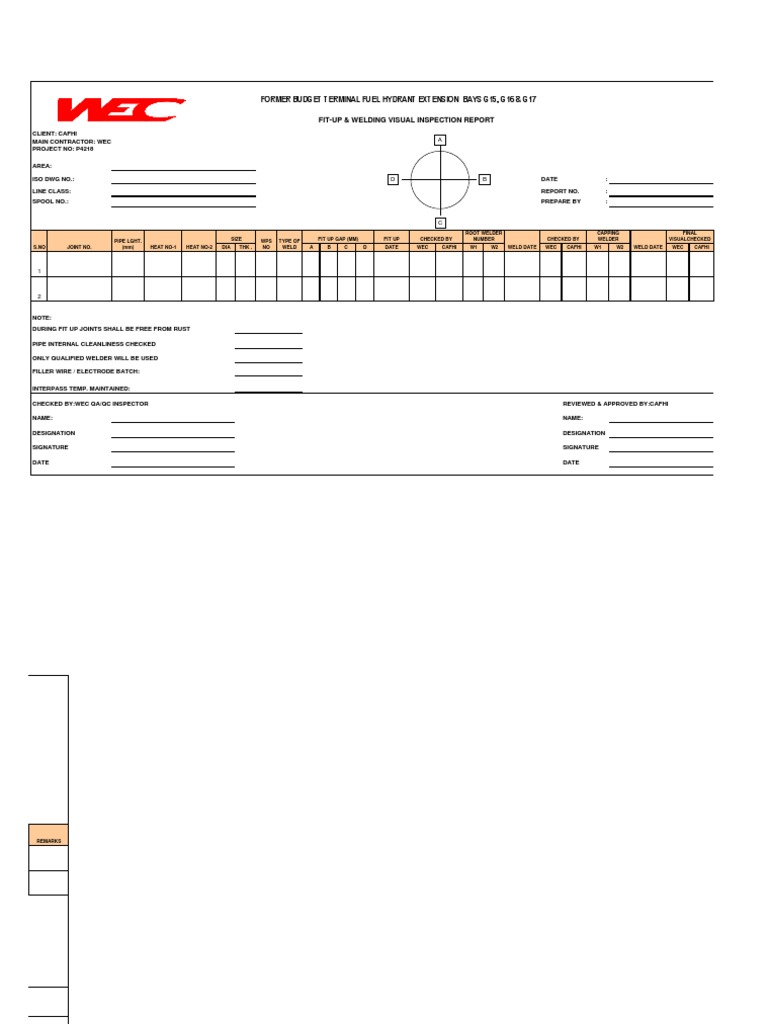 Fit-Up & Welding Visual Inspection Report | PDF | Welding | Construction