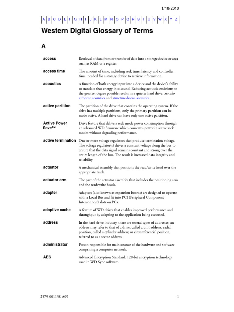 Western Digital Glossary of Terms | PDF | Hard Disk Drive | Disk Storage