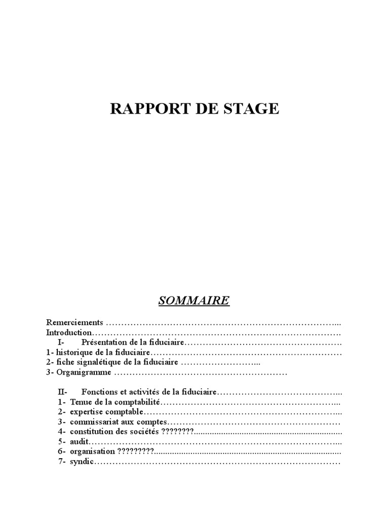 Rapport de Stage Comptabilite Chez Fiduciare | PDF | Finance et gestion monétaire