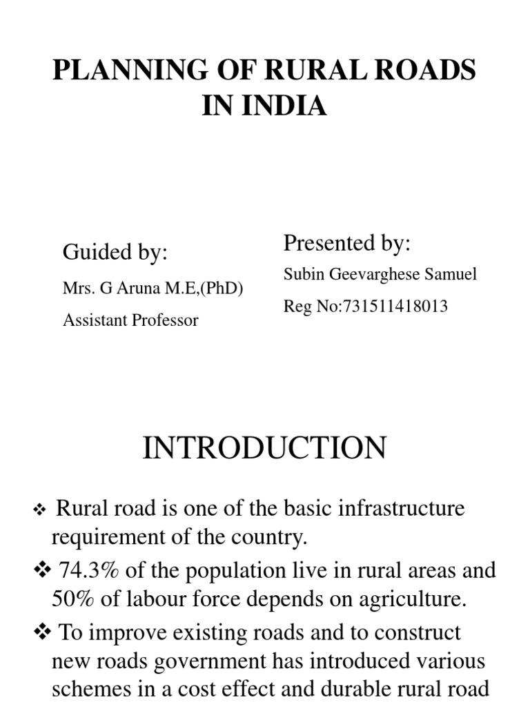 Planning of Rural Roads in India | PDF | Road | Economies