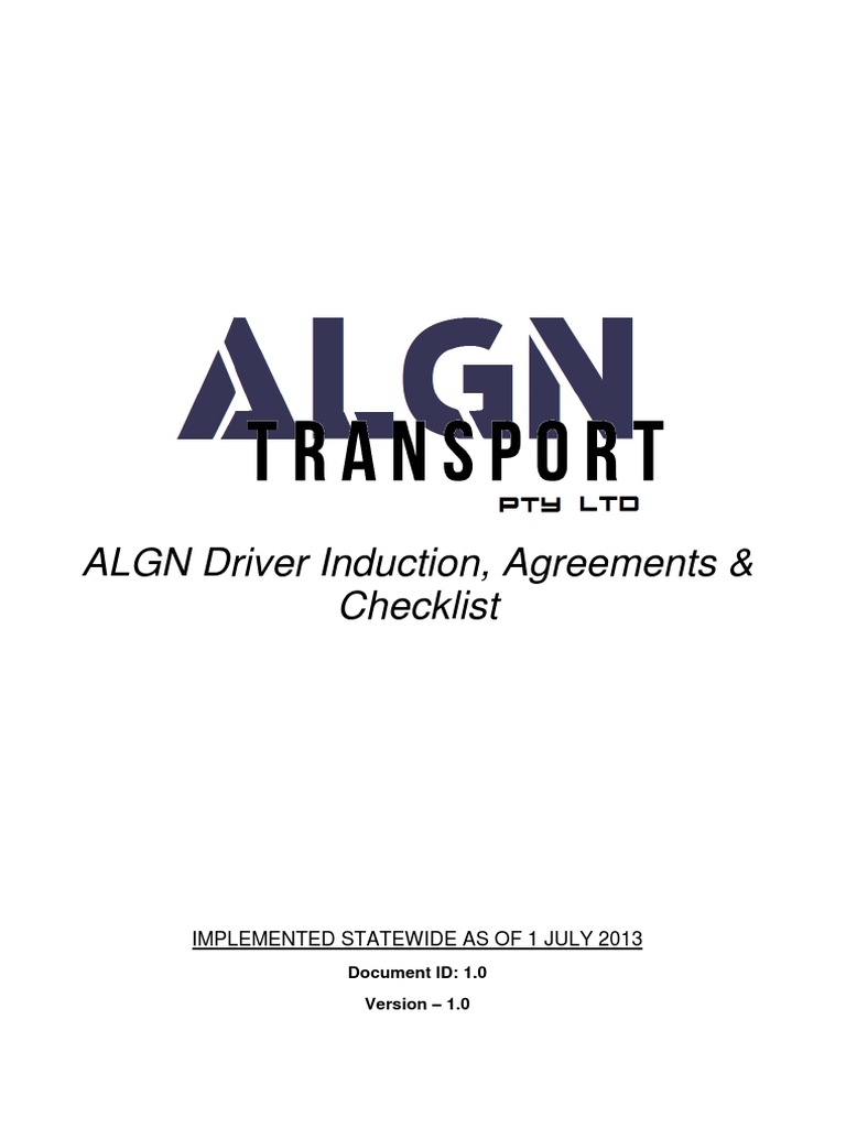 1.0 Driver Induction, Agreements & Checklist | PDF | Confidentiality ...