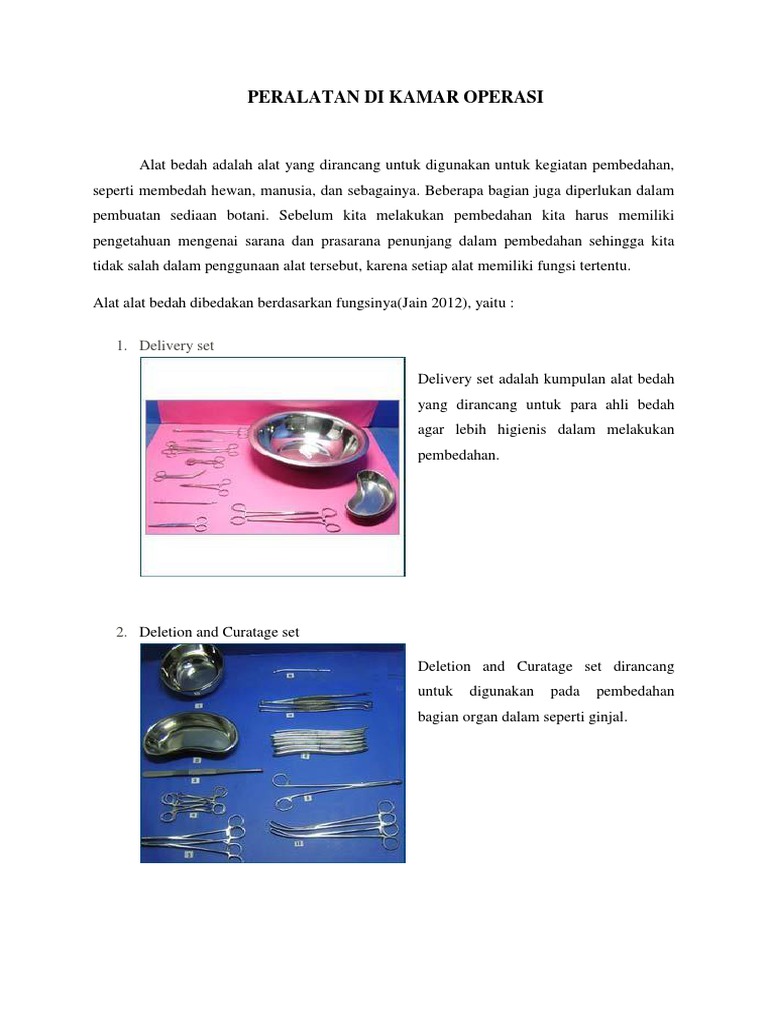 Alat Bedah Penting di Kamar Operasi | PDF