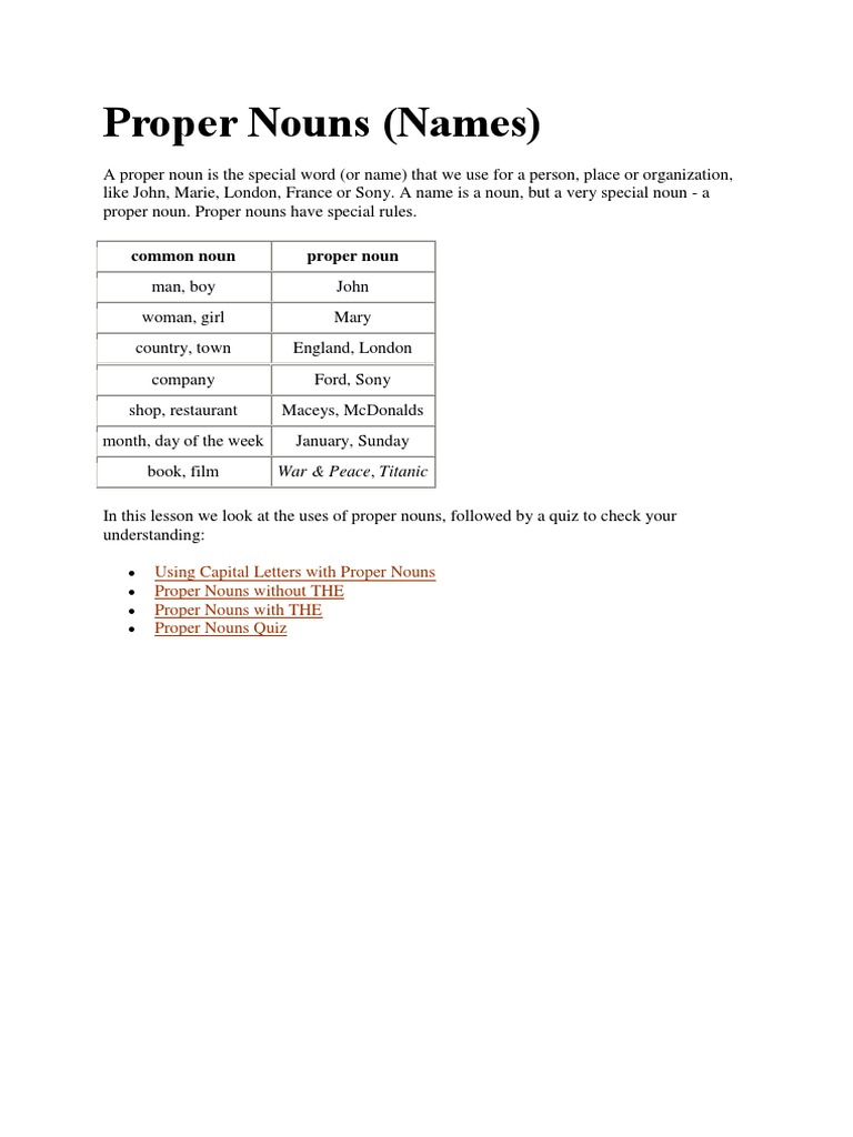 Understanding Proper Nouns and Usage | PDF
