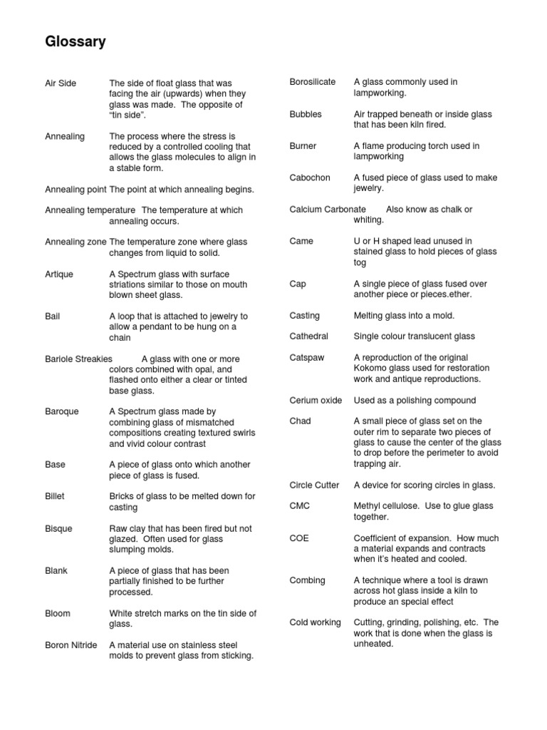 Glass Glossary | PDF | Glasses | Crafts