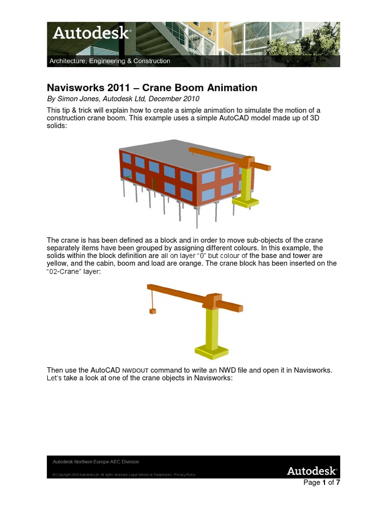 Navisworks 2011 Tip - Crane Boom Animation | PDF | Auto Cad | Crane ...