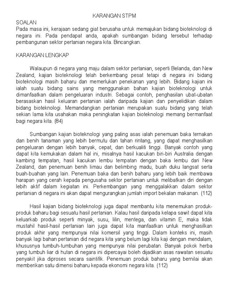 Karangan STPM | PDF | Kesehatan Holistik | Teknologi & Rekayasa