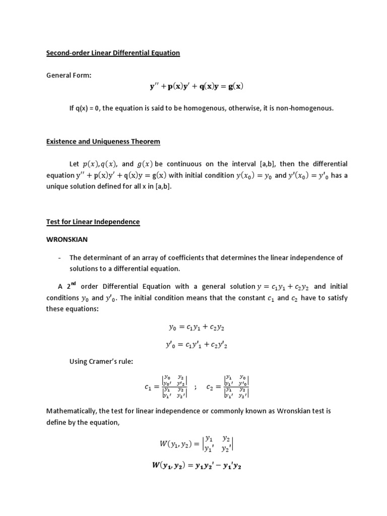 2nd Order Differential Equation | PDF | Differential Equations | Equations