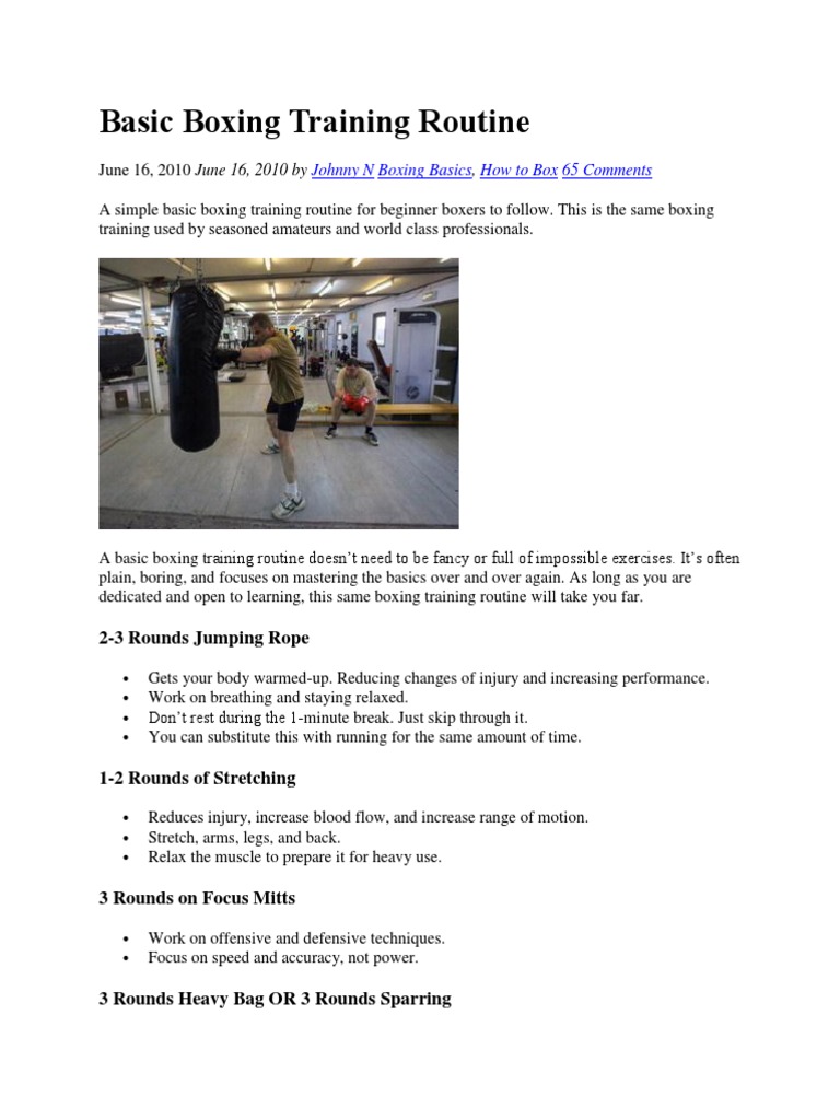 Basic Boxing Training Routine | PDF | Aerobic Exercise | Foot