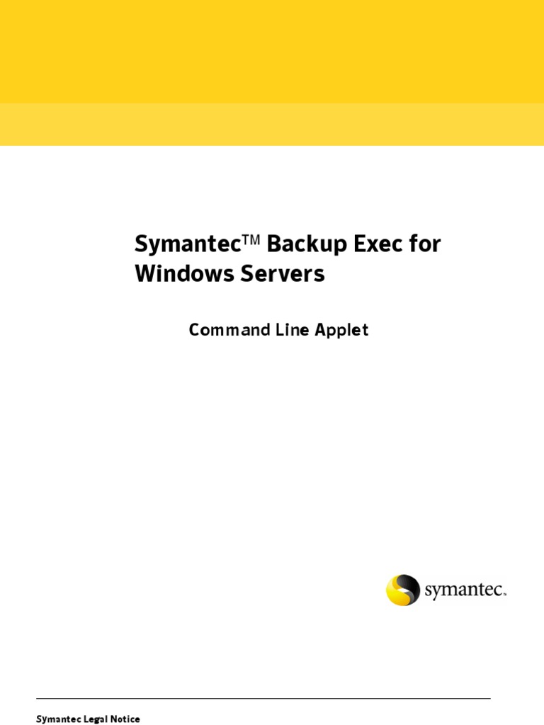 SymantecTM Backup Exec For Windows Servers | PDF | Command Line ...