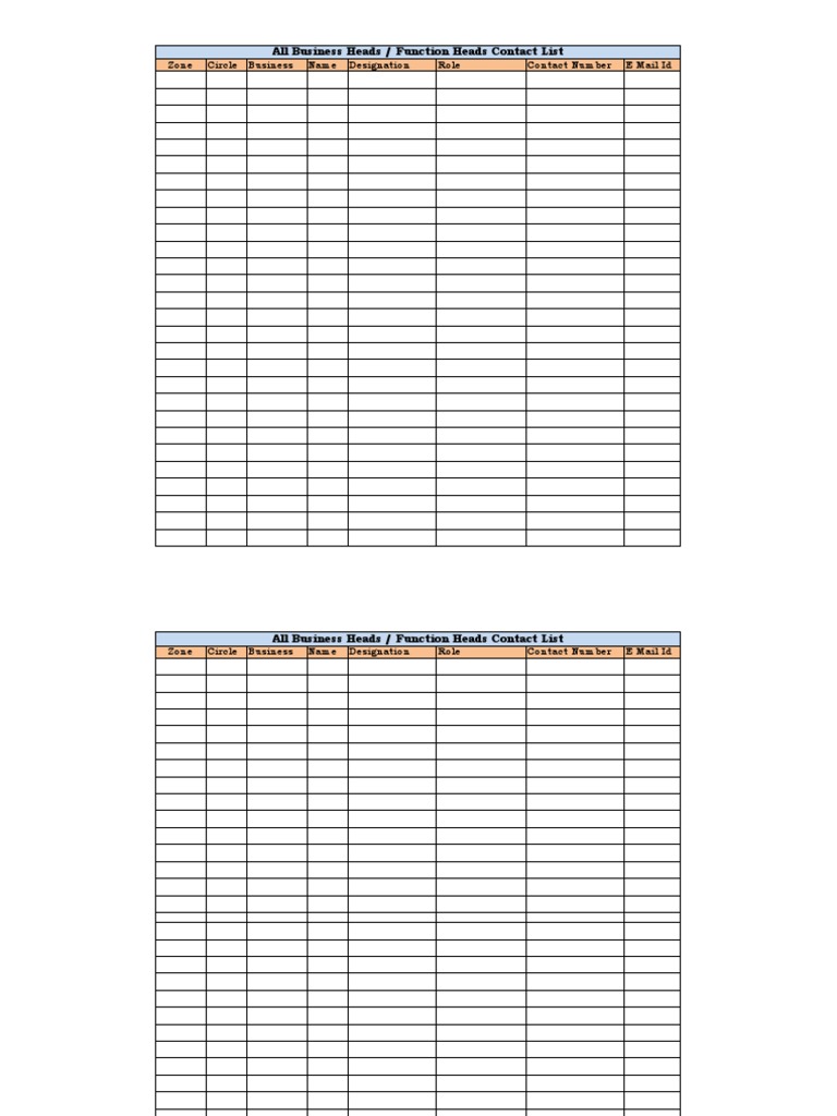 Business Contact List Template | PDF