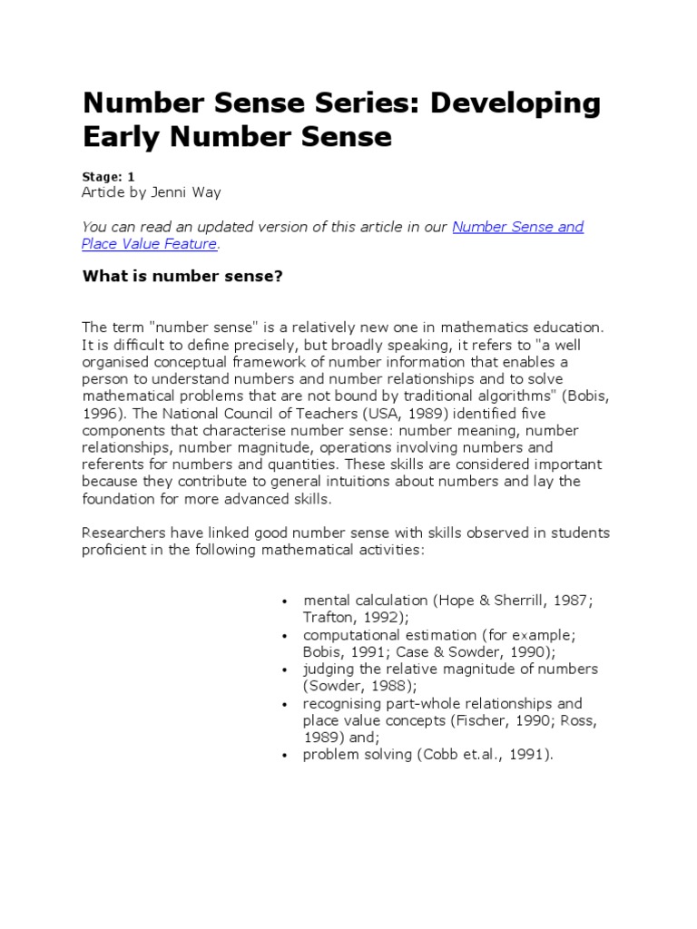 Early Number Sense Development Strategies | PDF | Playing Cards ...