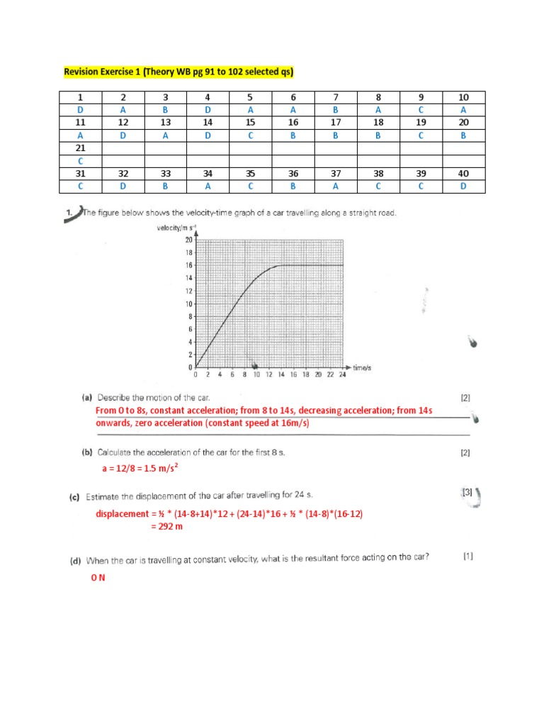 Physics Revision Exercise Answers | PDF | Teaching Methods & Materials ...