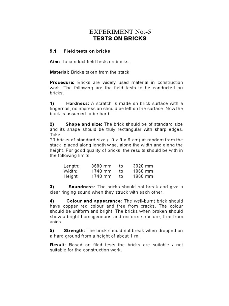 Test on Bricks | Brick | Chemistry