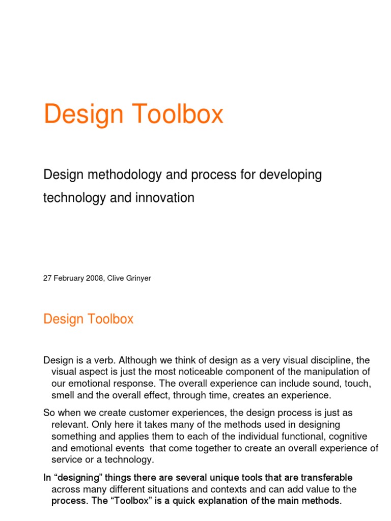 Design Toolbox for Developing Technology and Innovation Experiences ...