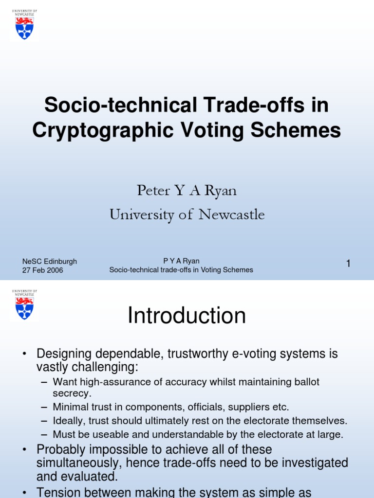 Socio-Technical Trade-Offs in Cryptographic Voting Schemes: Peter Y A ...