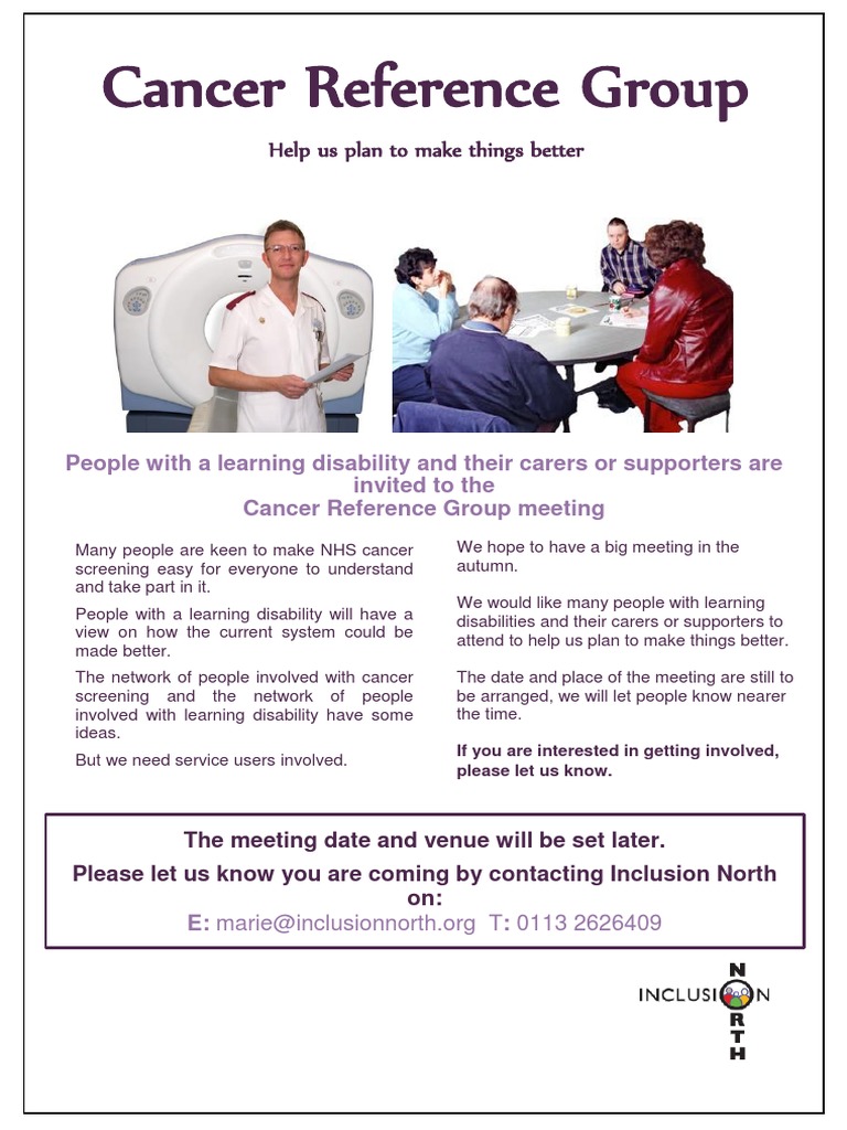 Cancer Reference Group Flyer | PDF | Lifestyle