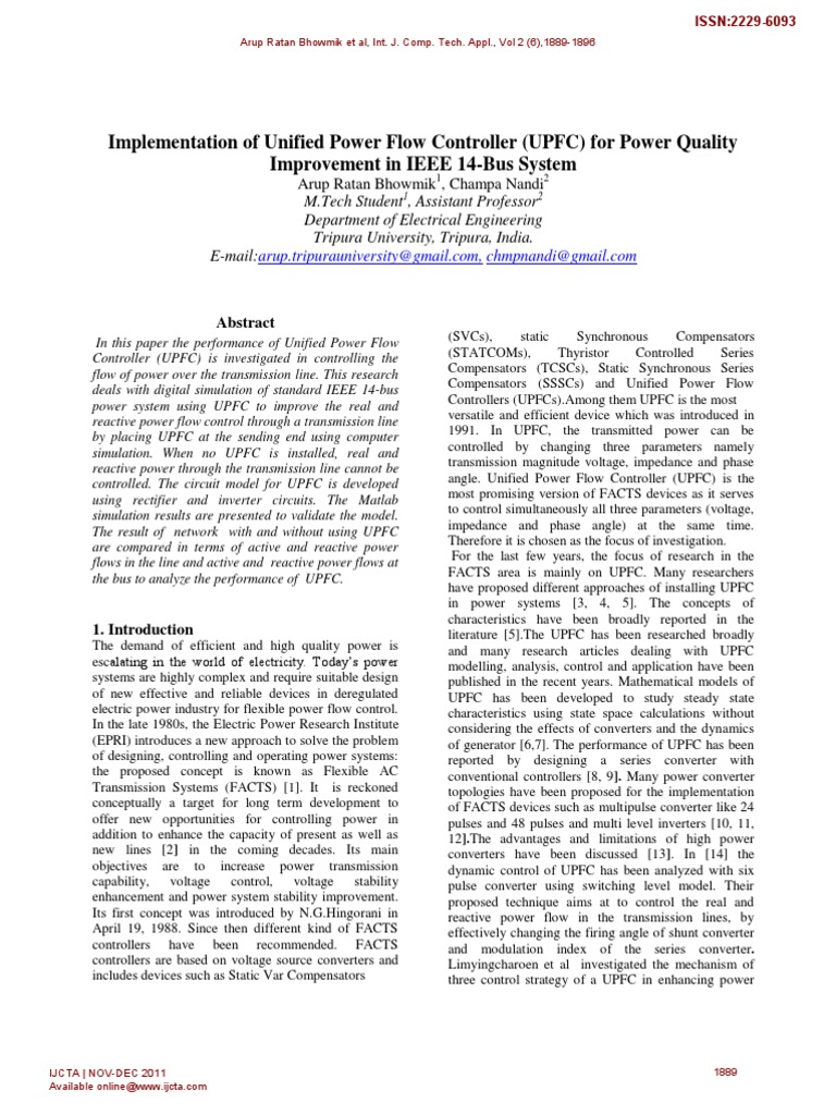 Implementation of Unified Power Flow Controller (UPFC) For Power ...
