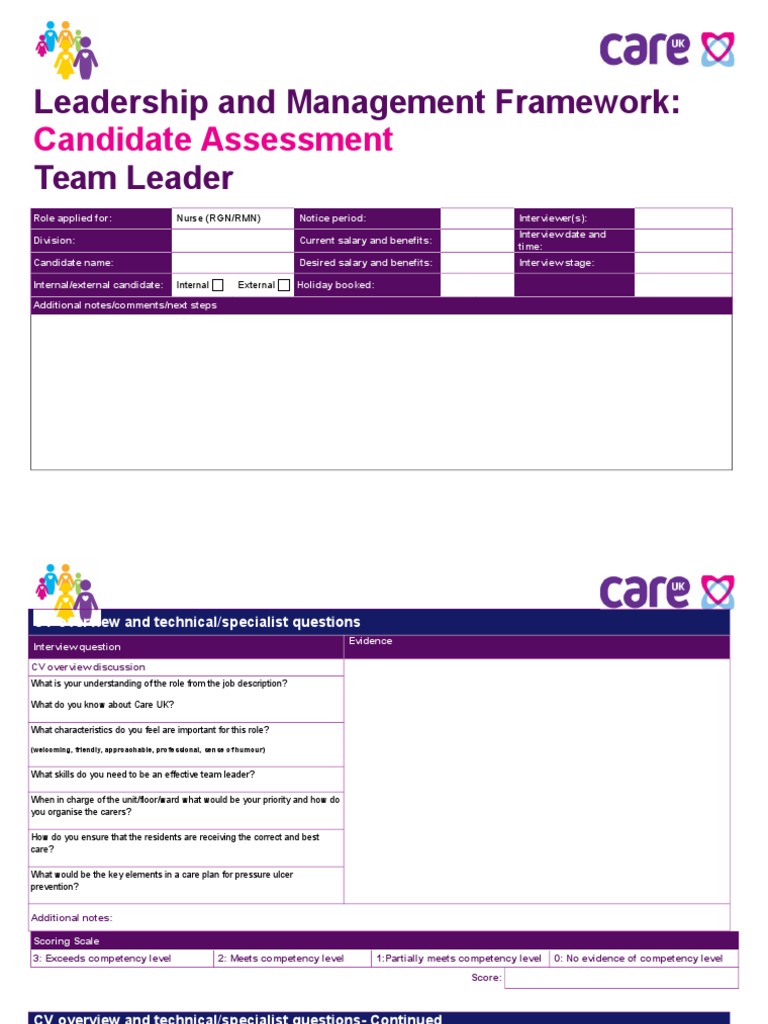 Nurse Team Leader Interview Guide | PDF | Health Sciences | Health Care